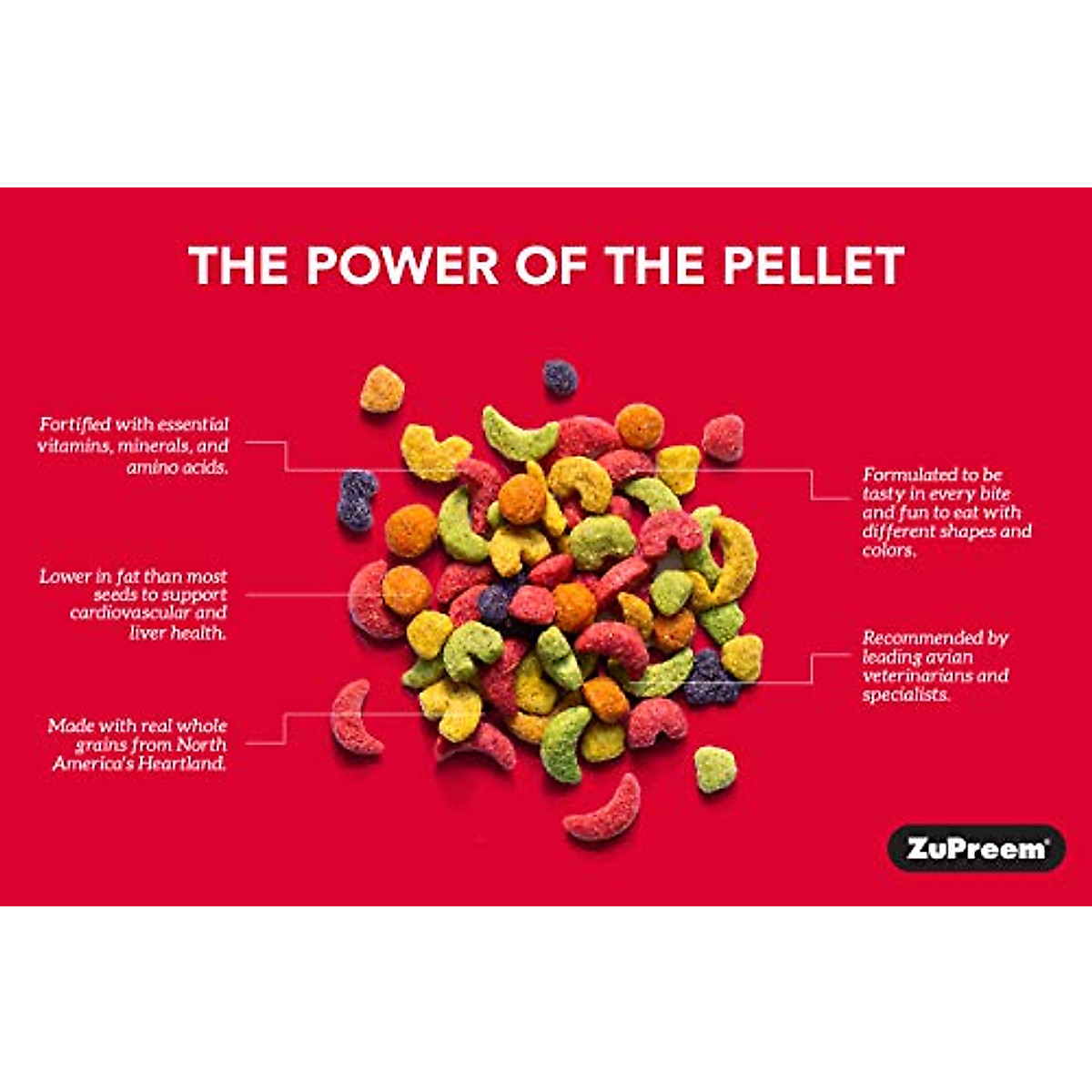 ZuPreem FruitBlend Flavor Pellets Bird Food for Medium Birds, 2 lb - Daily Blend Made in USA for Cockatiels, Quakers, Lovebirds, Small Conures