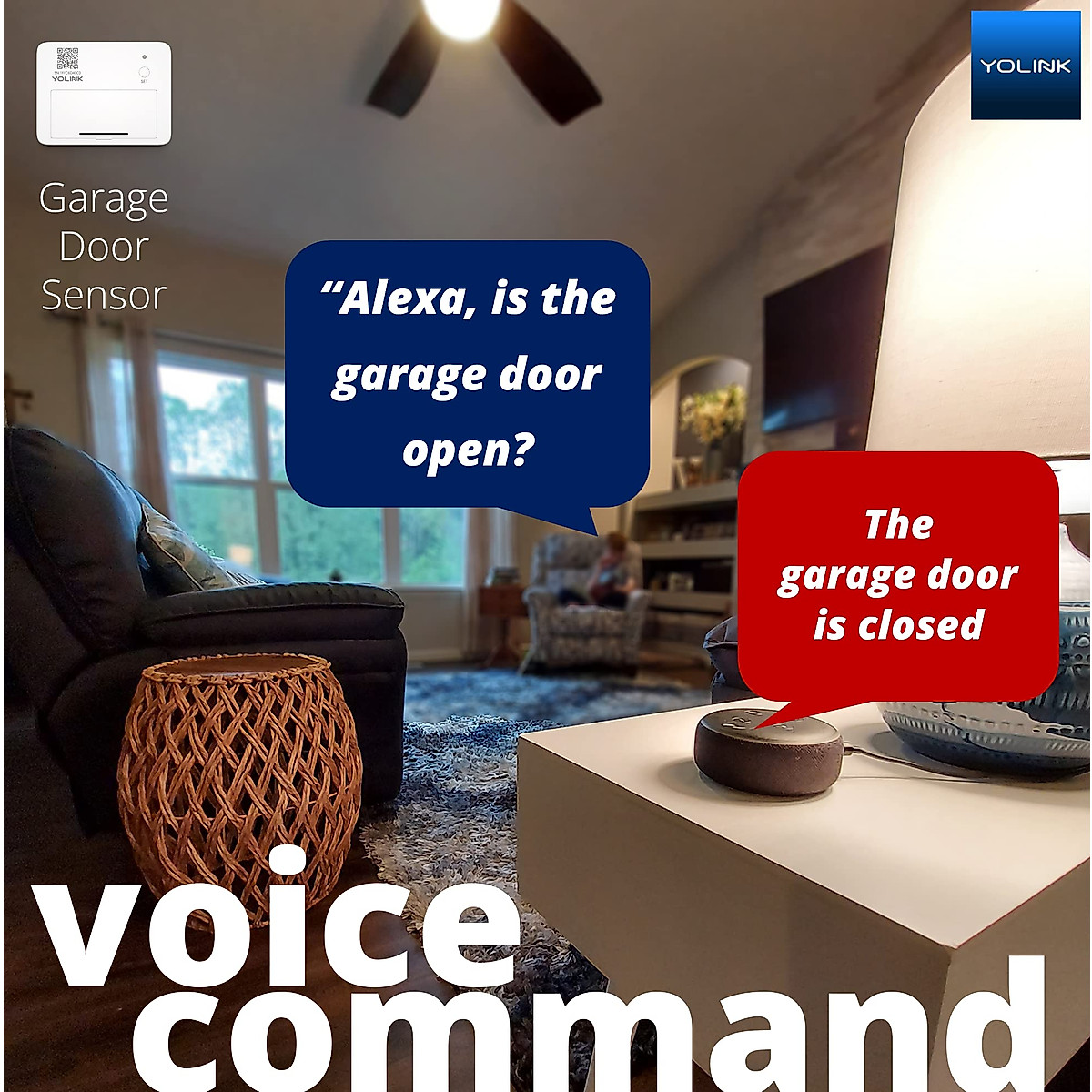 YoLink Garage Door Sensor, Smart Garage Door Position Sensor with Door Left Open Reminders, Hub Required!