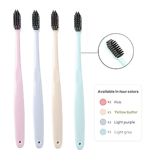 jedon 4Pcs Soft Bristle Toothbrush,for Sensitive Teeth and Gums Care,High Density Contact bristles Compact Head & Slim Design
