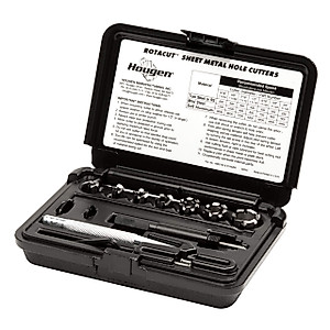 Hougen 11075 RotaCut High Speed Steel Cutter Kit 5/16”, 3/8", 7/16”, 1/2", 9/16”, 5/8, 3/4", 1/4" Cutting Depth, Bright Finish, 3/8" Shank
