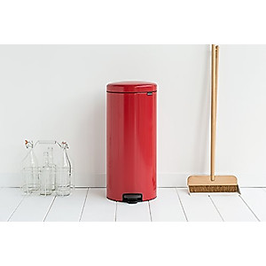 Brabantia New Icon Step Trash Can (8 Gal / Passion Red) Soft Closing Kitchen Garbage/Recycling Can with Removable Bucket