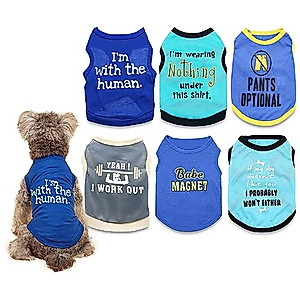 6 Pack Boy Dog Clothes for Boys Small Dog Shirts Puppy T Shirt for Small Dogs Boy Clothes Dogs T-Shirt Chihuahua Yorkie Clothes