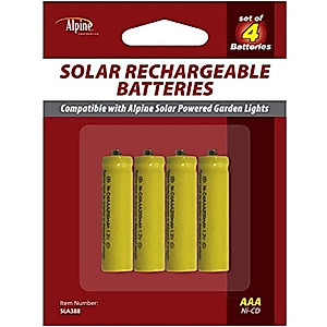 Alpine Corporation AAA Ni-CD Replacement Rechargeable Batteries for Solar Powered Garden Lights, Set of 4