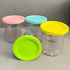 W U Y U E C A T 4-Piece Ninja Creami Pints and Lids, Ice Cream Containers for Ninja Deluxe Ice Cream Maker