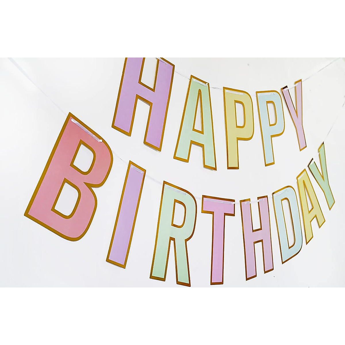 Pastel Happy Birthday Banner, Assembled Rainbow Happy Birthday Sign Girls Pastel Birthday Party Decorations