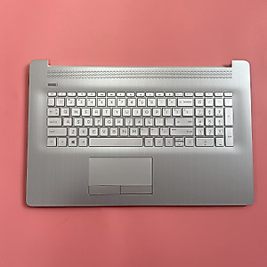 Replacement for HP 17BY 17-by 17CA 17-CA Laptop Upper Case Palmrest Backlit Keyboard Touchpad Assembly Part with ODD L92783-001 6070B1308113 Top Cover Sliver 2020 Year