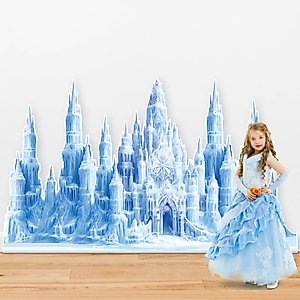 Watersay Snowflake Castle Cardboard Winter Snow Themed Party Decoration Blue Castle Photography Background Snowflake Castle Table Decoration Winter Snowflake Themed Party Supplies