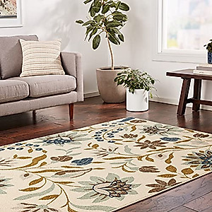 Mohawk Home Floral Nylon Area Rug, 5' x 8', Clarita Blue