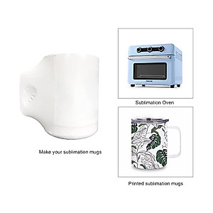 PYD Life Sublimation Coffee Mugs 10 OZ White Blanks Stainless Steel Double Wall Tumbler with Handle and Lid for Mug Tumbler Press Machine Sublimation Print 4 Pack