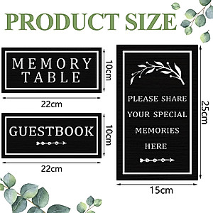 3 PCS Wooden Funeral Table Signs Wood Share Memory Sign Black Guest Book Sign Celebration of Life Funeral Memorial Sign Table Decoration Condolence Sign for Funeral Decorations Celebration of Life