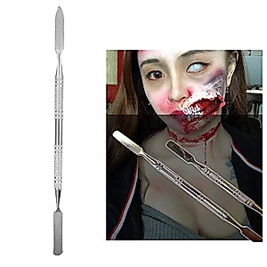 Salmue Modeling Scar Wax with Stainless Steel Double Ended Spatula Applicator Special Effects FX Makeup Tool for Theatrical Makeup and Halloween Fake Wound Moulding Scars Prosthetics(L)