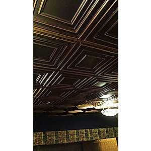 Schoolhouse-Faux Tin Ceiling Tile - Antique Brass 25-Pack