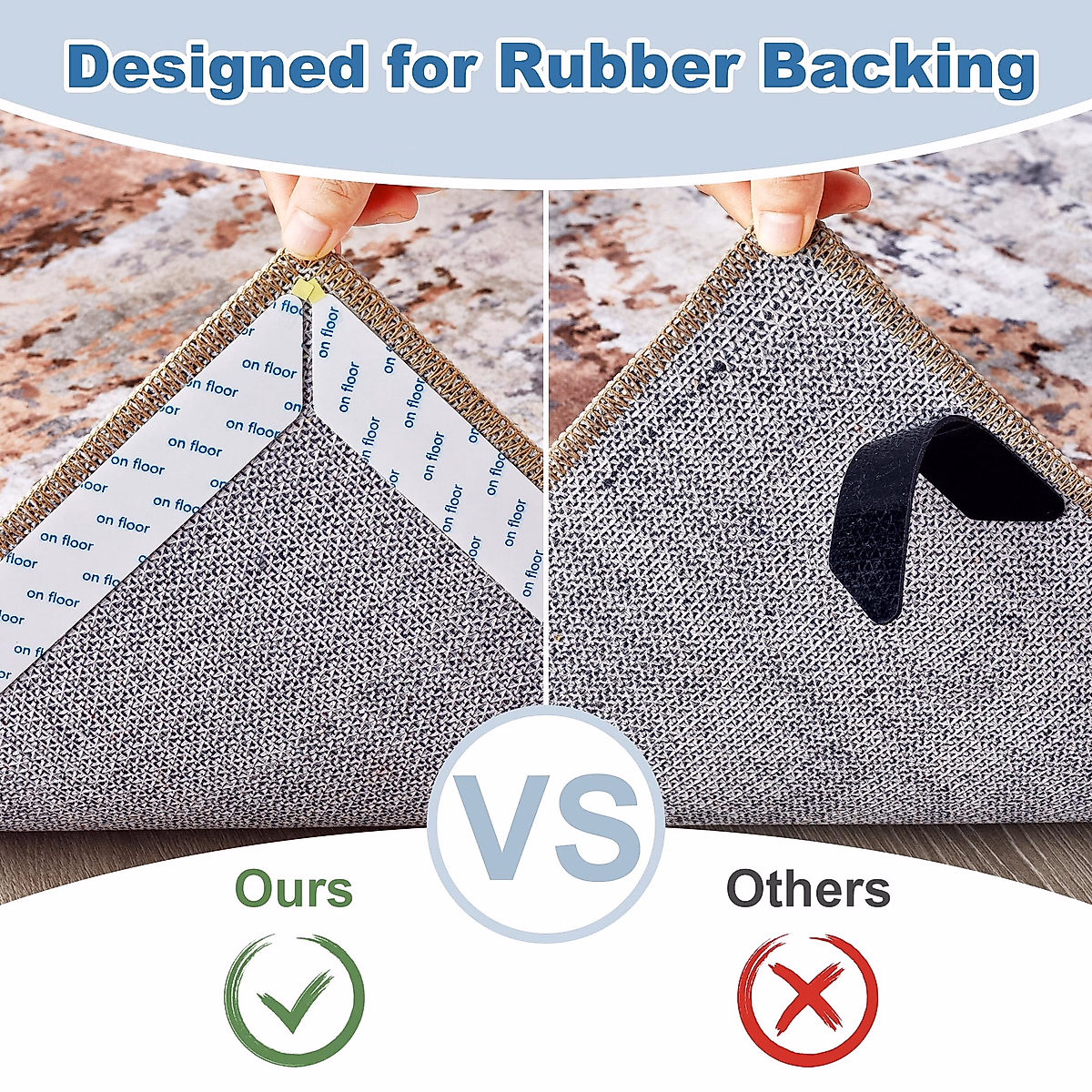 Tortania Beige Living Room Rug 8x10 with 10 PCS Rug Tape Set