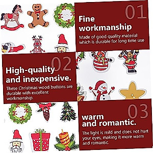 NOLITOY 100pcs Christmas Wooden Buttons DIY Wood Button Wooden Embellishment Wooden Jewelry Buttons Table Scatter Button for DIY Crafts Xmas Wood Buttons Christmas Button Painted Clothing