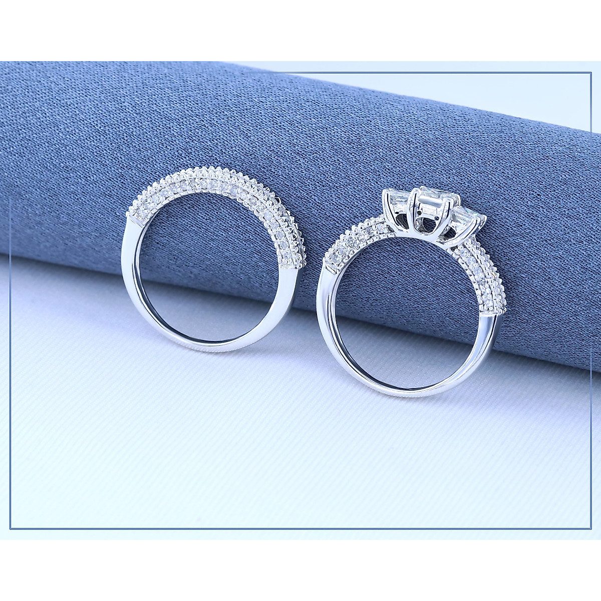 Dazzlingrock Collection 1.75 Carat (Cttw) 14k Princess and Round Diamond Women 3 Stone Engagement Ring Set 1 3/4 CT, White Gold, Size 6.5