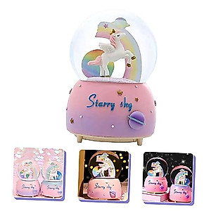 Garneck Music Box Decoration Teenage Girl Gifts Music Decor Desktop Decor Light up Snow Globe Desk Topper Lighted Snow Globe Cartoon Unicorn Snow Globe Snow Globe Ornament Snow Globe Decor