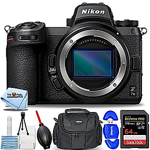 Nikon Z 7II Mirrorless Digital Camera (Body Only) 1653 - Essential Bundle Includes: Sandisk Extreme Pro 64GB SD, Memory Card Reader, Gadget Bag, Blower. Microfiber Cloth and Cleaning Kit