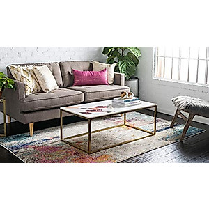 Unique Loom Chromatic Collection Modern Colorful & Vibrant Abstract Area Rug For Any Home Décor (8' 0 x 10' 0 Rectangular, Beige/ Pink)