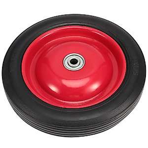 PINGEUI 2 PCS 10 Inches Semi-Pneumatic Rubber Tire, Flat Free Solid Rubber Tires, Garden Cart Replacement Wheels, 1/2-Inch Axle Hole, 265 lbs Max Load-Bearing Capacity