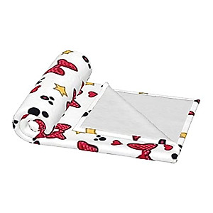 Cute Throw Blanket Soft Warm White Throw Blanket Cartoon Anime Blanket for Living Room Bedroom Dorm 60"x50"