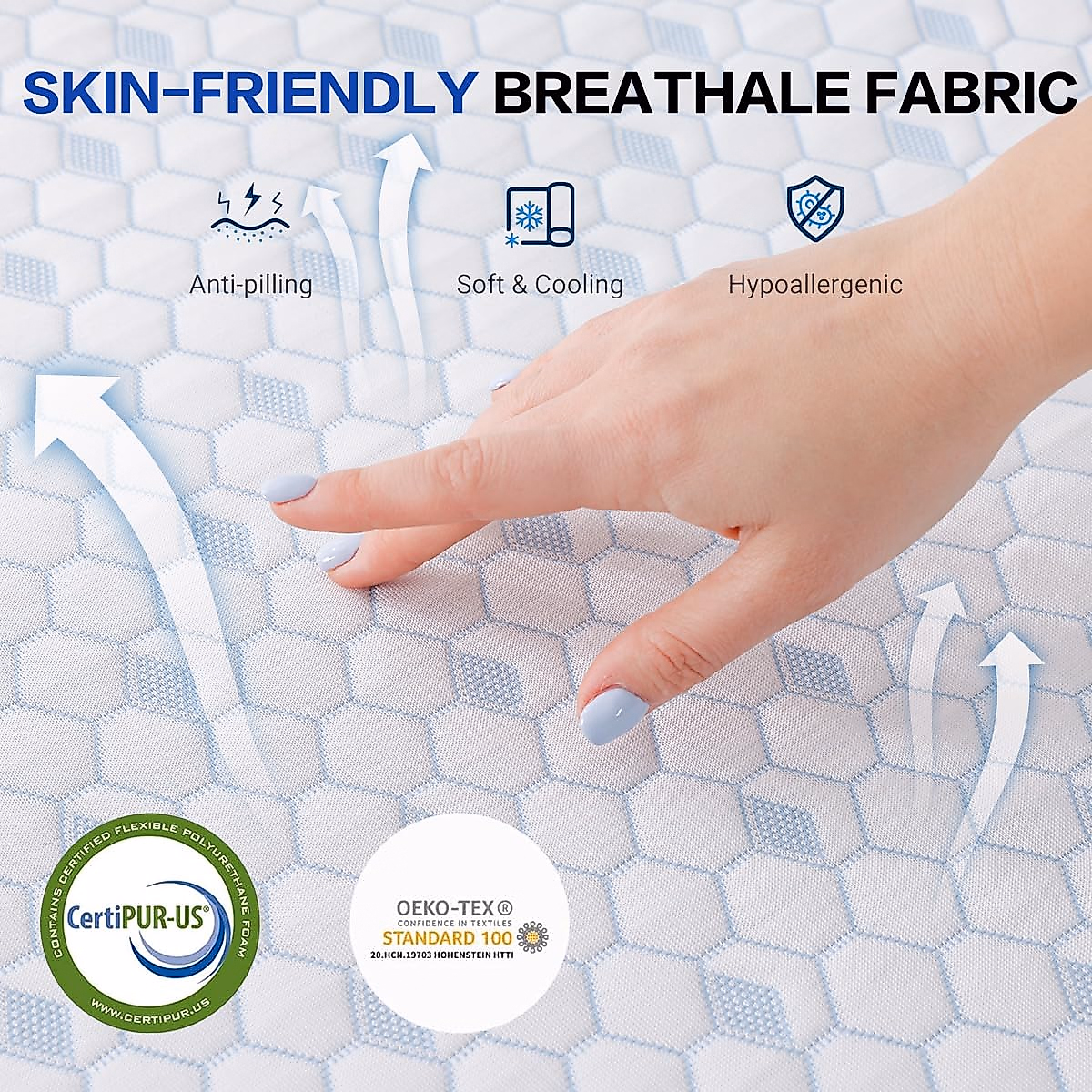 TRIPARK Queen Size Cooling Gel Mattress, 12 Inch Memory Foam Mattress for Back Pain & Pressure Relief, Bed in a Box, Medium Firm Mattress, CertiPUR-US Certified