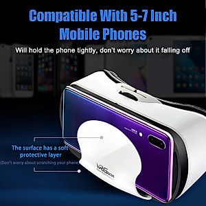 Vecot VR Headset Virtual Reality VR 3D Glasses VR Set Incl 3D Virtual Reality Goggles (White)