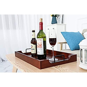 Large Ottoman Tray with Handles - Wooden Serving Trays for Ottomans - Farmhouse Tray for Ottoman - Wood Trays for Coffee Table - Wood Tray Ottoman Trays Home Decor - Rustic Wood Tray