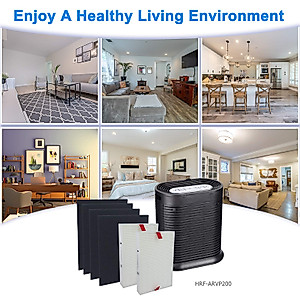 Flintar HPA200 H13 True HEPA Replacement Filter A/R Combo Pack, Compatible with Honeywell Air Purifier HPA200 Series, (2) H13 True HEPA Filter R + (4) Pre-Cut Activated Carbon Pre-Filter A