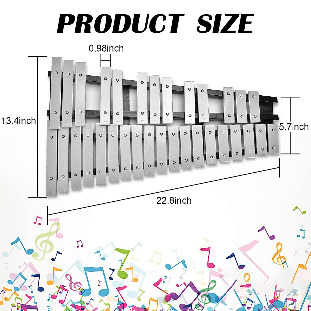 Sierjian 32 Keys Glockenspiel,Foldable Aluminum Xylophone for Adults, Percussion Instruments Kit for Children,Professional Educational Percussion Musical Instrument with 4 Mallets and Carrying Bag
