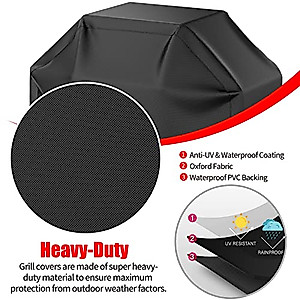 BBQ Grill Cover, Waterproof, Weather Resistant, Rip-Proof, Anti-UV, Fade Resistant, with Adjustable Velcro Strap, Gas Grill Cover for Weber,Char Broil,Nexgrill Grills, etc. 58 inch, Black