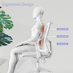 Lumbar Support Pillow Memory Foam Adjustable Back Cushion with Strap for Lower Back Pain Relief- Ideal for Office Chair, Car Seat, Bed, Recliner - Black