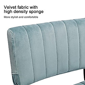 ONEVOG Chairs Modern Velvet Barstools, Set of 2 Upholstered Counter Chair with Black Metal Legs and Backrest for Kitchen, Dining, Party (24Inch, Blue)