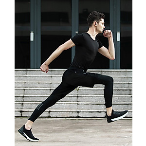 Tansozer Men's Casual Shorts Elastic Waist Comfy Workout Shorts Drawstring Summer Jogger Shorts with Zipper Pockets (Black, Large)