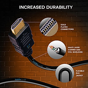SatelliteSale Digital High-Speed 2.0 HDMI Cable 4K/60Hz 18Gbps PVC 2160p Black Cord Universal Wire 12 feet
