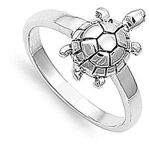 Sterling Silver Women's Turtle Ring Wholesale Pure 925 Band New 14mm Size 11