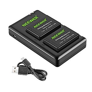 NEEWER 2-Pack LP-E17 Replacement Battery and Dual USB Charger for Canon EOS R8, R10, R50, RP, 77D, 750D, 760D, 800D, 8000D, M6 II, M6, M5, M3, Rebel SL2, SL3, T6i, T6s, T7i, T8i Cameras