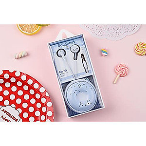 QearFun Donut Earbuds for Kids, Cute Earbud & in-Ear Headphones Wired Gift for School Girls and Boys with Microphone and Lovely Earphones Storage Case Blue