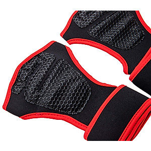 Mind Reader Pull-Up Glove Set, Secure Finger Holes, Textured Non-Slip Grip for Chin-Up Bars, Gymnastics, Circus Training, Aerial or Pole Fitness, Small, Red