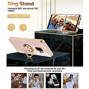 LeYi for Samsung Galaxy S9 Case with 360° Rotatable Ring Holder Magnetic Kickstand, Plating Rose Gold Edge Protective Case for Women and Girls, Pink