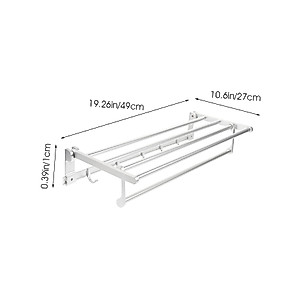 PRETYZOOM Bathroom Towel Mounted Shelves Bathroom Shelf with Bar Towel Rail Folding Towel Rack Towel Rod Kitchen Towel Shelves Bathtub Shelf Hanging Space Aluminum Hanger