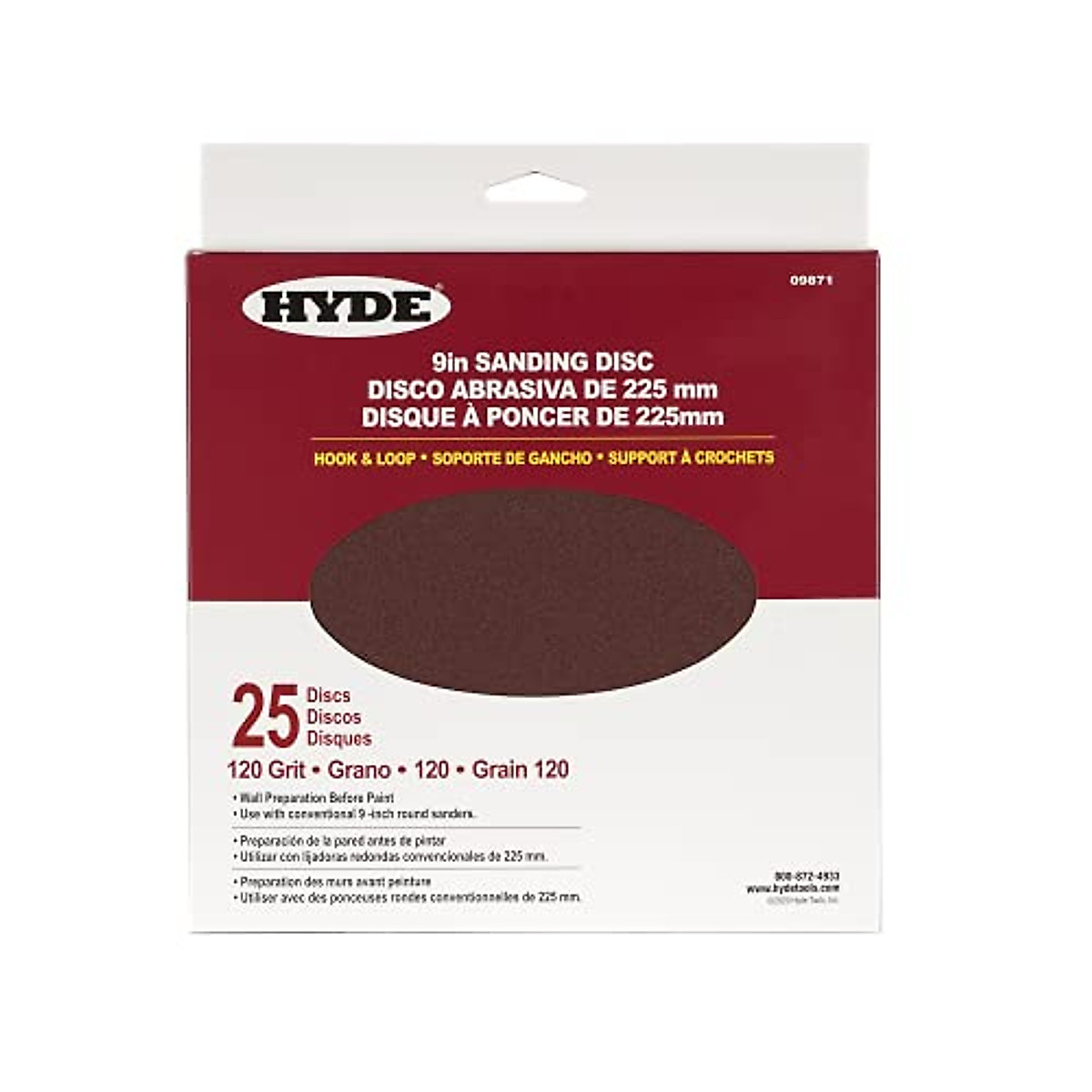 Hyde Round Abrasive Sanding Disc, 9" 120 Grit, 25 Pack fits Hyde Radial Sander