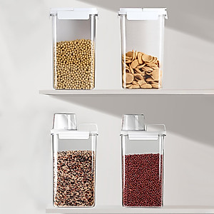 QCHOSWO Cereal Containers Storage Set 8PCS(4Pots&4Lids) Cereal Dispenser For Pantry Organization BPA Free Storage Containers Fridge Organizer Bins Pet, QH240325