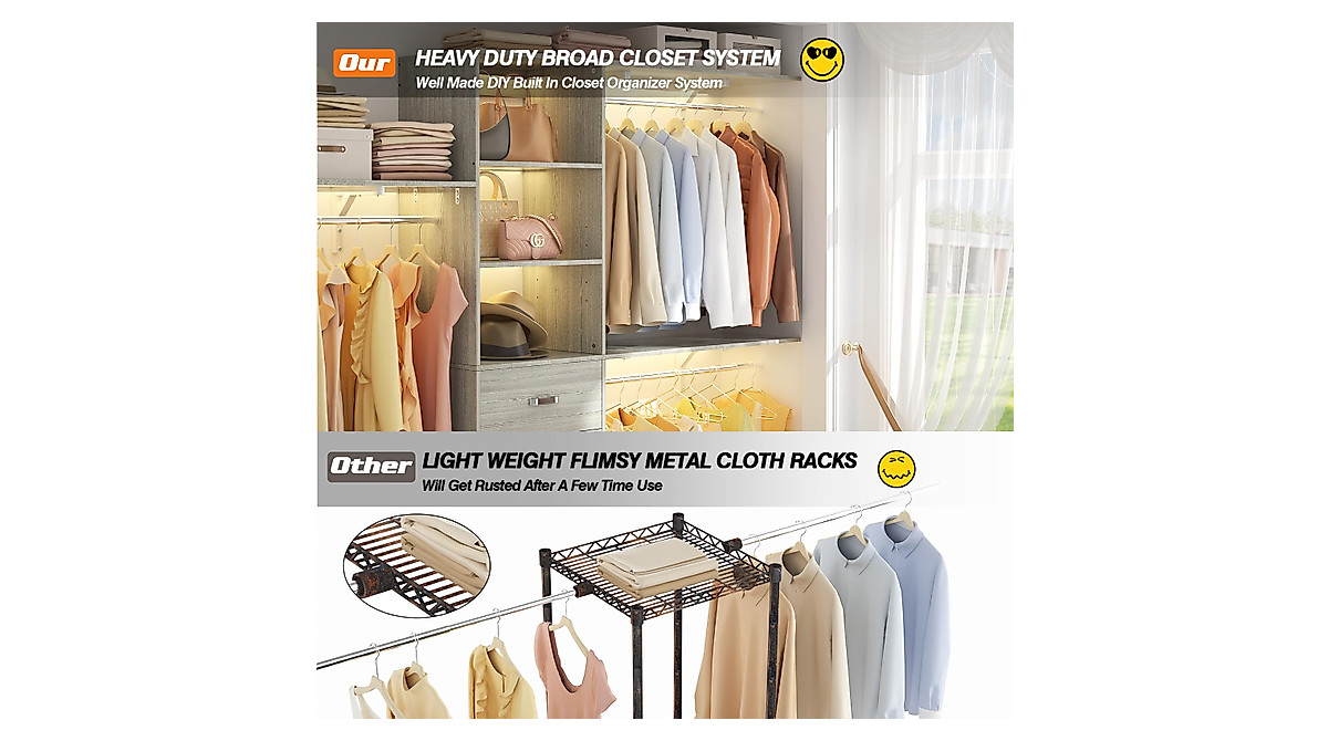 Armocity 96-inch Closet System - Large Walk-In Organizer with Shelves