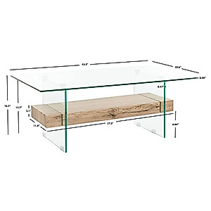 Safavieh Home Kayley Natural and Glass Coffee Table
