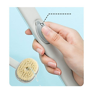 2 Pack Back Scrubber for Shower, Long Handled Shower Brush with Soap Dispenser, Back Brush Long Handle for Shower, Exfoliating Body Scrubber for Shower Brush with Soft Bristles(Grey, Pink)