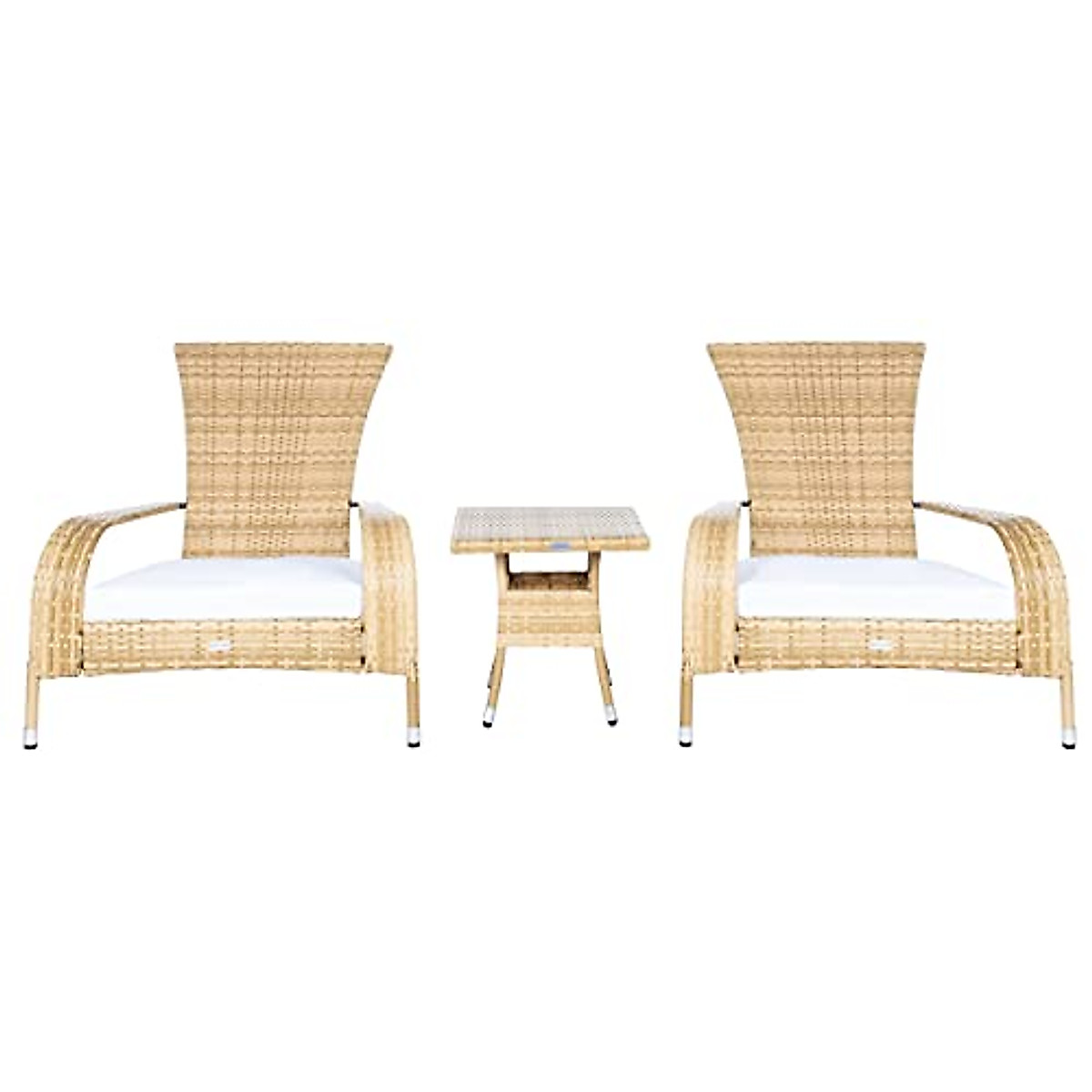 Safavieh Outdoor Collection Edna Natural/White Cushion 3-Piece Lounge Set PAT7719D