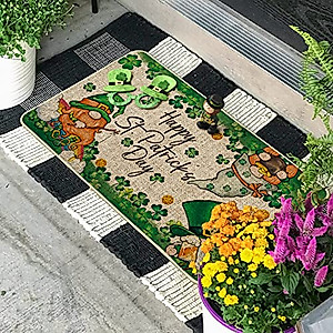 Artoid Mode Genome Happy St. Patrick's Day Welcome Decorative Doormat, Seasonal Spring Low-Profile Rug Switch Mat for Indoor Outdoor 17x29 Inch