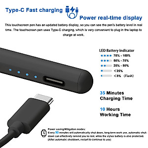 Stylus Pens for Touch Screens Power-Display Tablet Pen POM Tip Magnetic Digital Touch Pen Compatible with iPhone/iPad/iPad Pro/Lenovo/and Other iOS/Android Smartphone and Tablet Devices (Black)