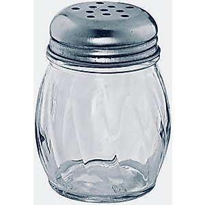 Tezzorio (Set of 12) 6-Ounce Polycarbonate Cheese Shaker with Perforated Top, Swirl Cheese Shakers with Stainless Steel Lids, Restaurant Cheese and Spices Shakers