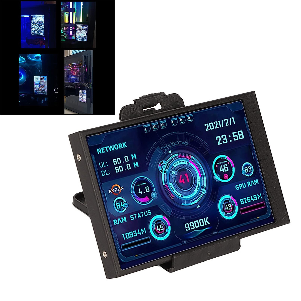 3.5 Inch CPU Hardware Temperature Monitor, PC Sensor Panel Display PC Temperature Display for PC ARGB Computer case Secondary Screen for Windows